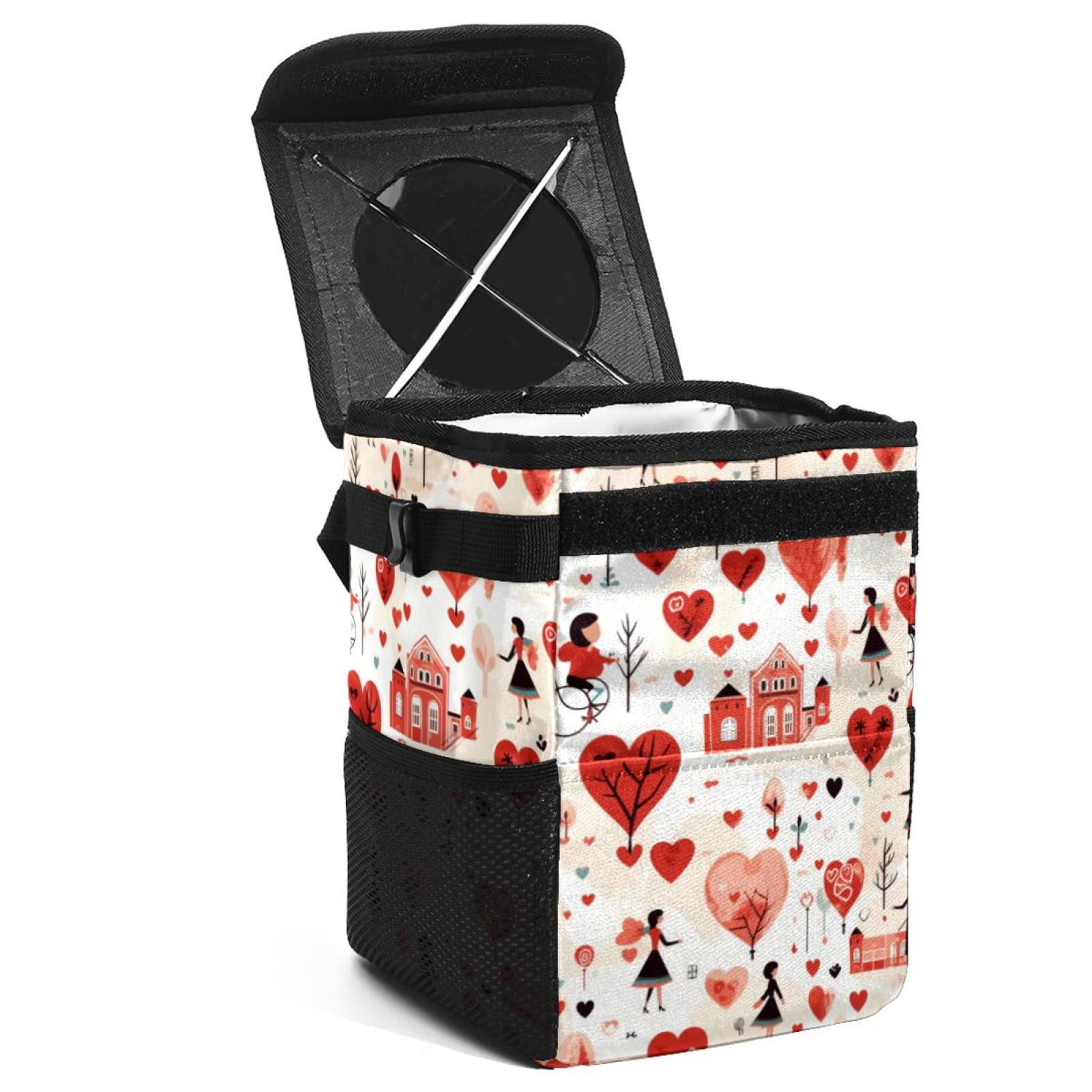 LOVE Foldable Car Trash Can with Lid, Leak-Proof Hanging Storage Bag - Car Trash Bin, Mini Trash ...