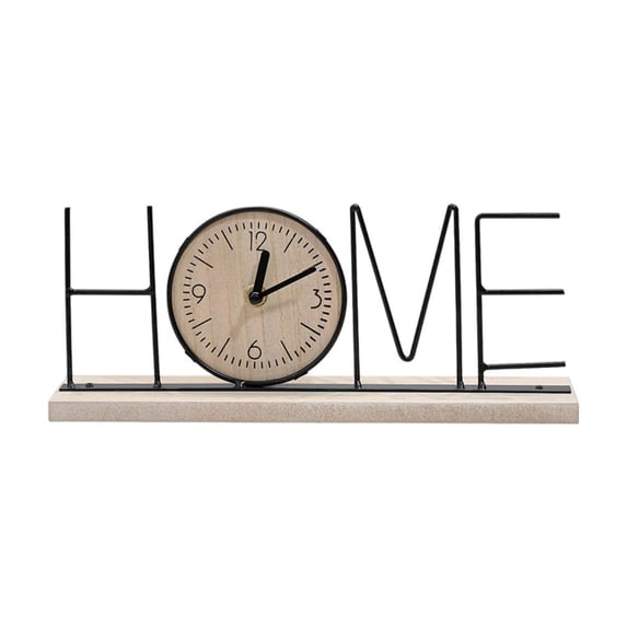 LOVE HOME Table Clock Metal and Wood Desk Clock Decorative Modern ...