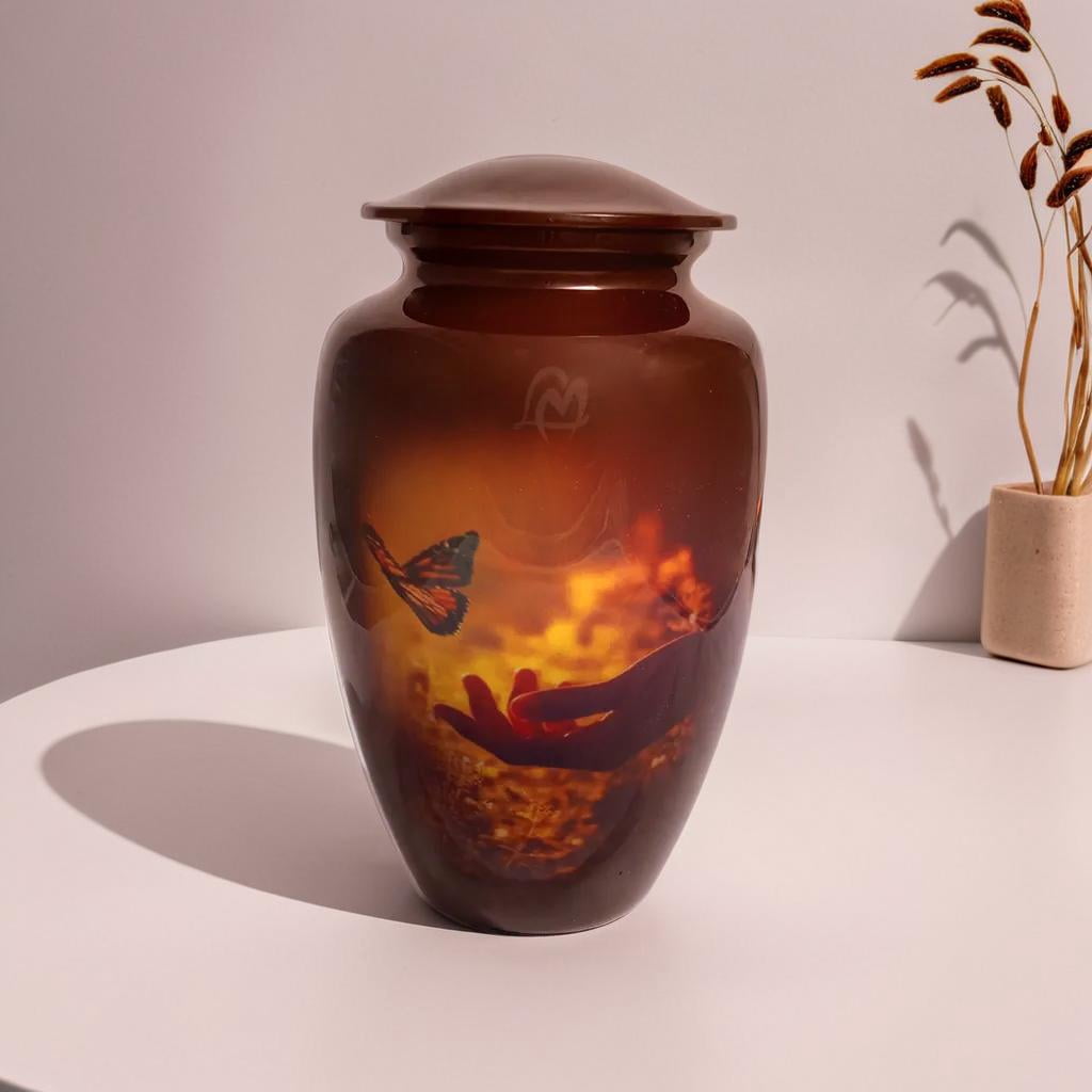 LOVE MEMORIALS Cremation Urns- Beautiful Brown Butterfly Adult Urn ...