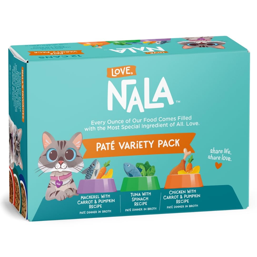 Love, Nala, 12 Pack Grain-Free Non-GMO Cat Wet Food Pate Variety Pack ...