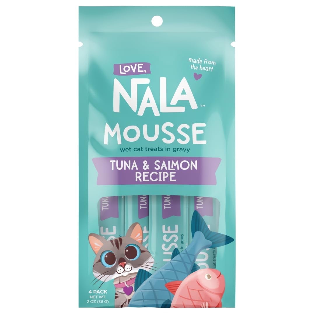 Love, Nala Natural Lickable Cat Squeeze Up Treat, Tuna & Salmon Mousse ...