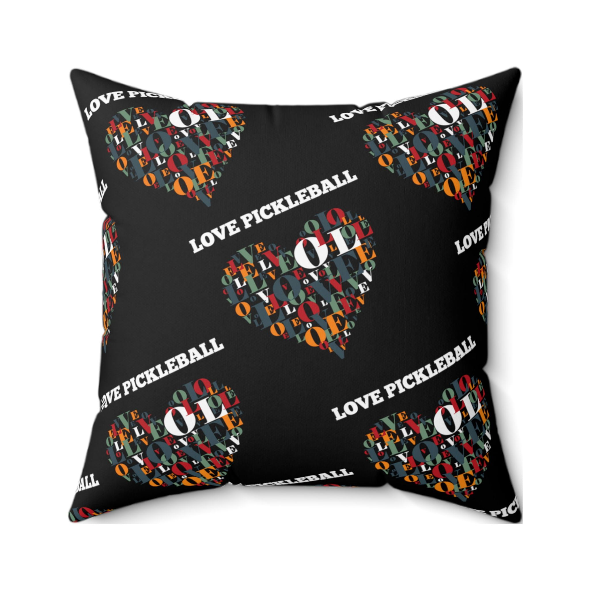 LOVE Pickleball on Black Background Fan Decorative Pillow - Walmart.com