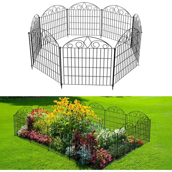 10 Panels No Dig Decorative Outdoor Garden Fence for Yard, 24 in(H) X ...