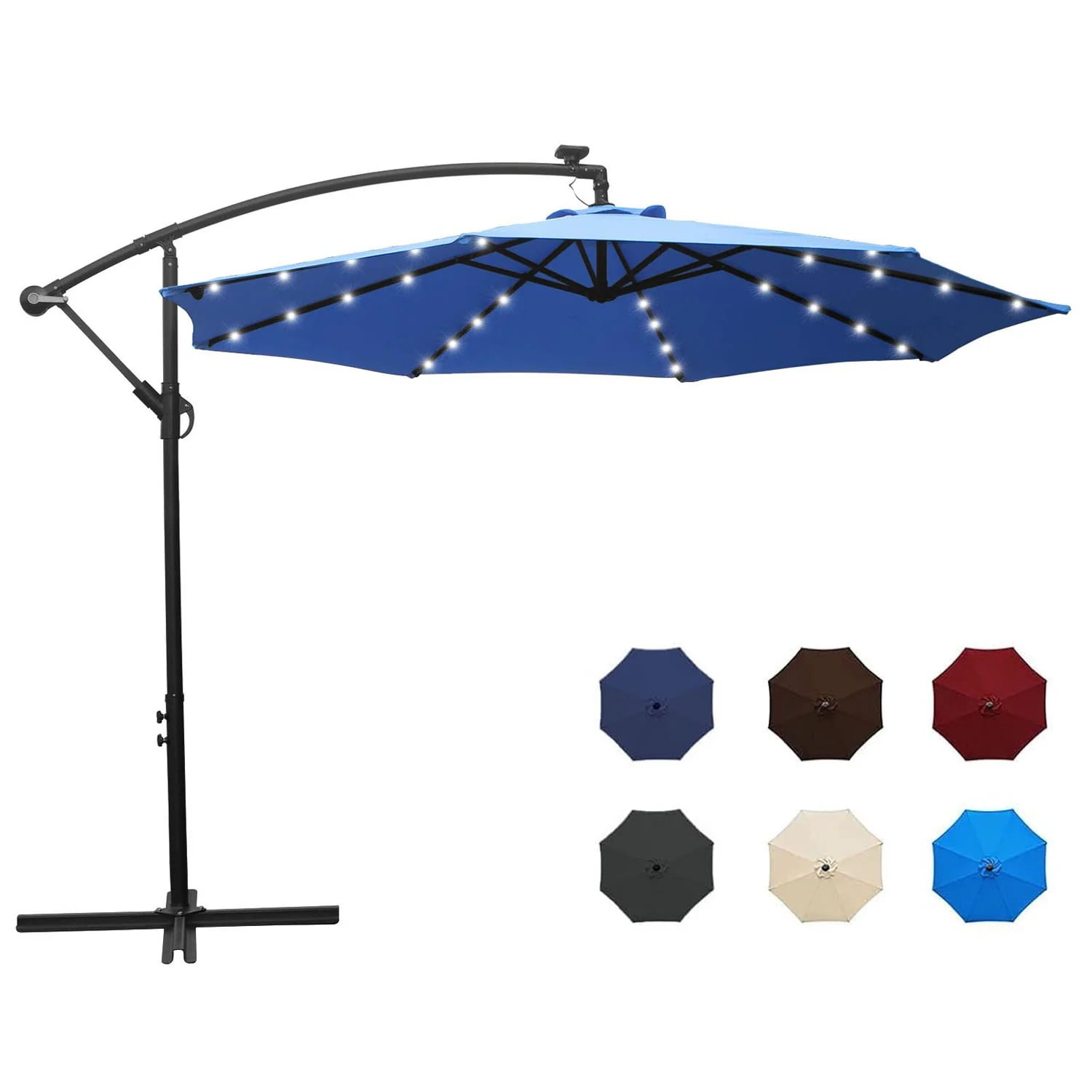 LOVE STORY 10ft Solar Offset Umbrella Cantilever Hanging Umbrella with ...