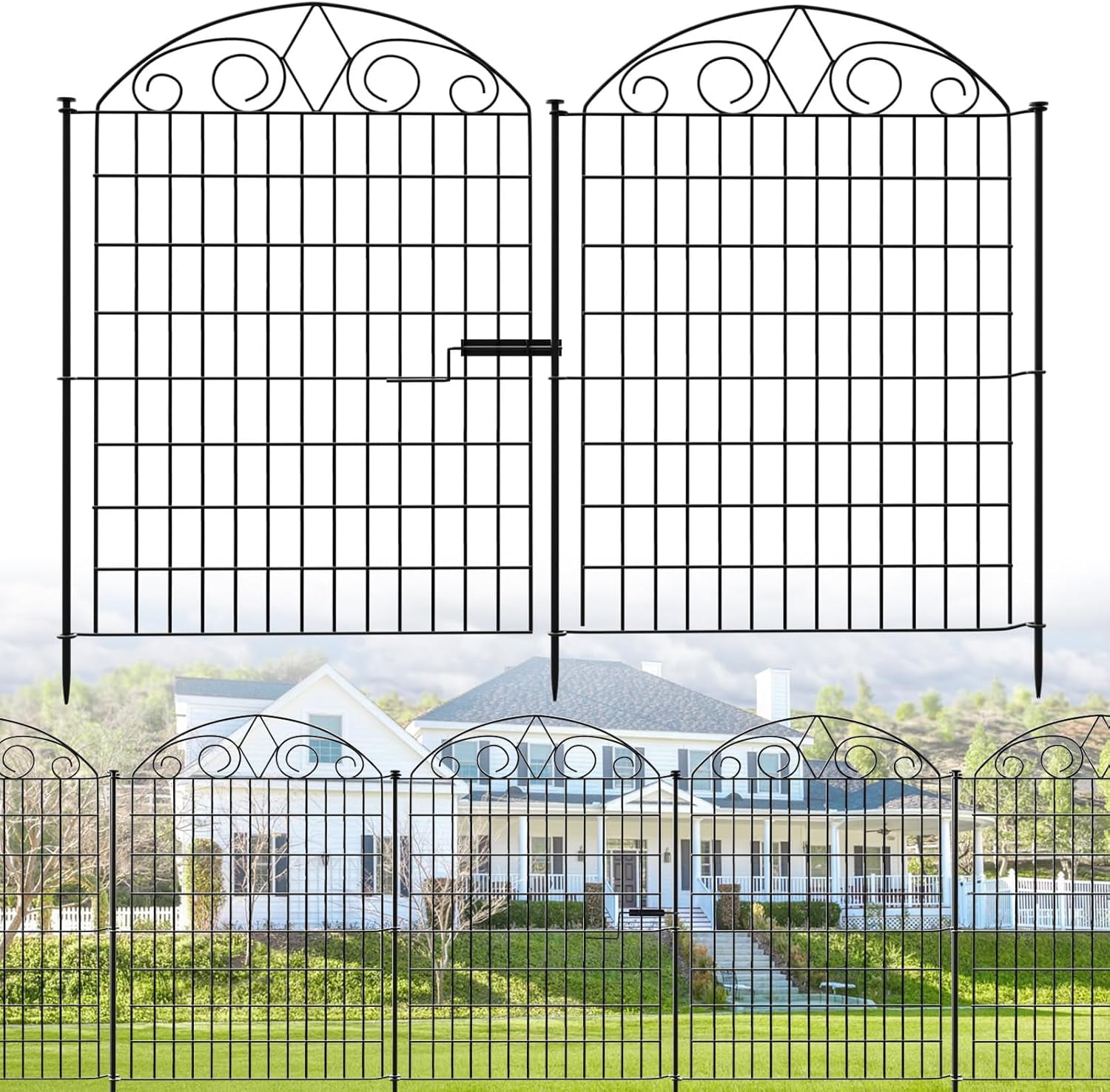 LOVE STORY 5 Panels No Dig Decorative Garden Fence with Gate Animal ...