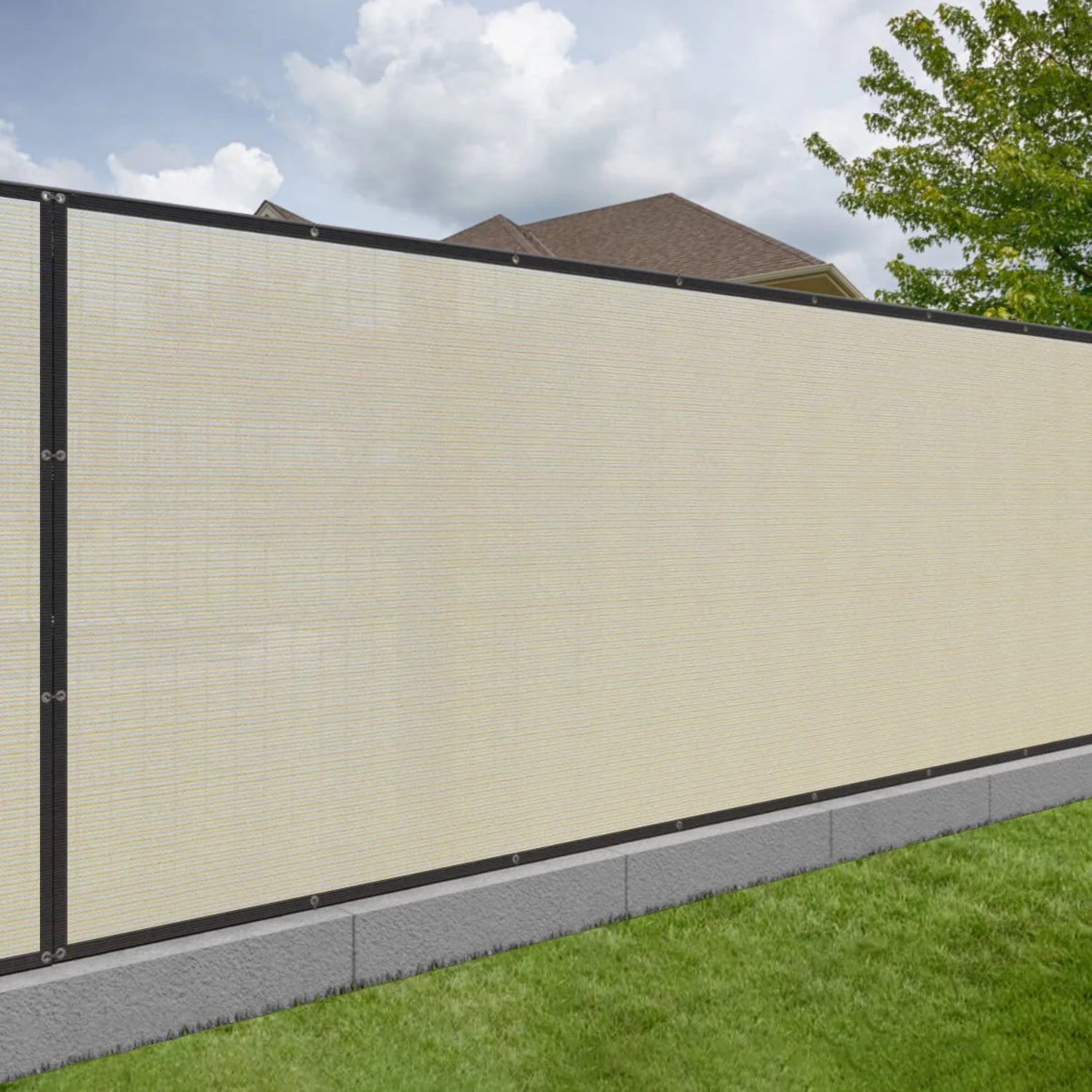LOVE STORY Custom Size 6'x128' Cream Fence Privacy Screen Heavy Duty ...