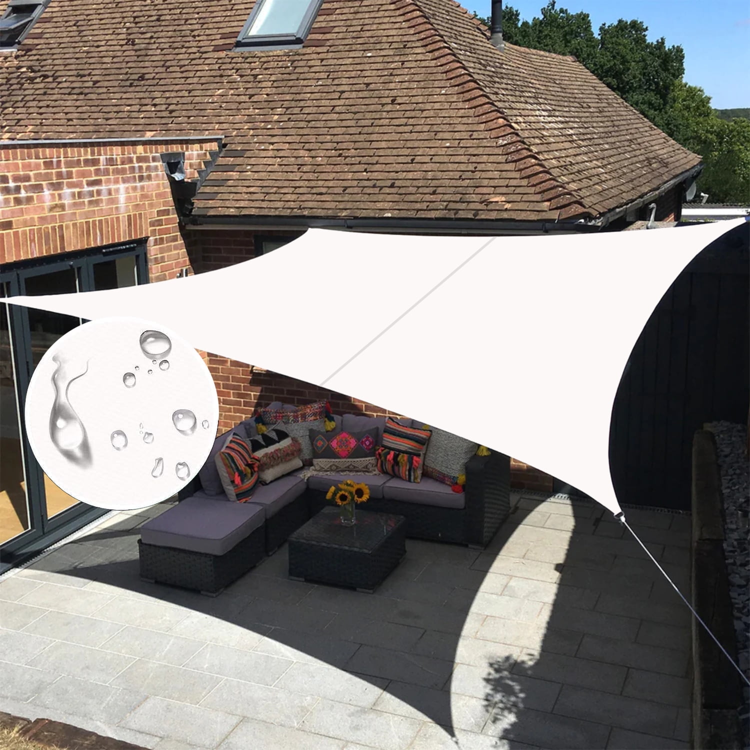 LOVE STORY Custom Size Waterproof 8'x15' White Sun Shade Sail Canopy ...