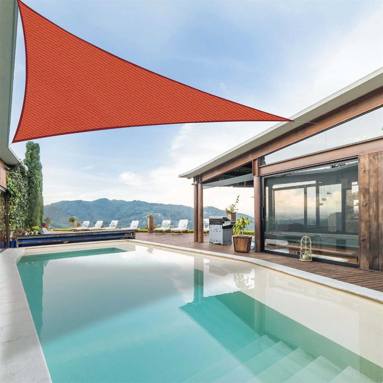 LOVE STORY Sun Shade Sail 10' x 10' x 14' Terra Red Triangle Canopy UV ...