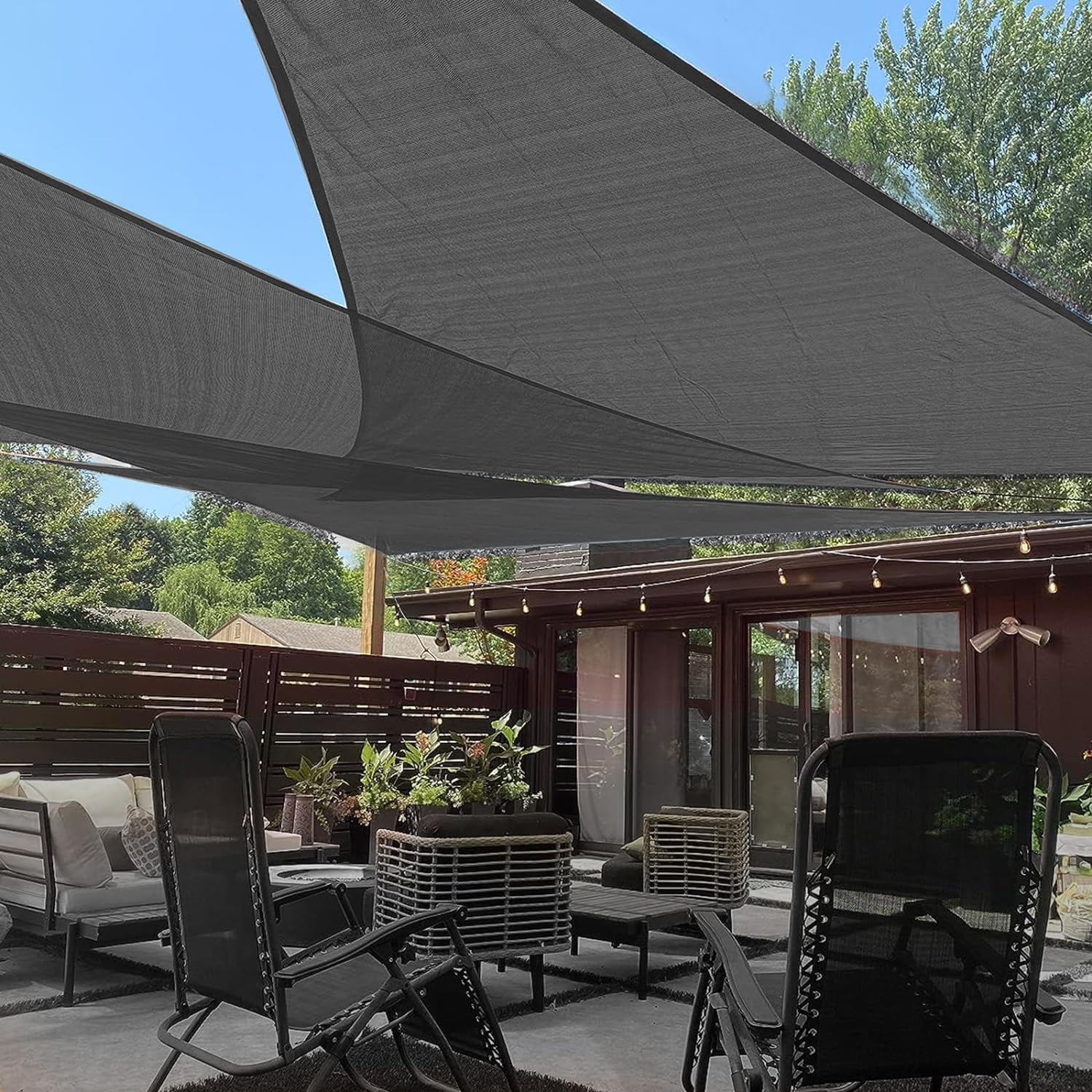 LOVE STORY Sun Shade Sail 12' x 12' x 12' Dark Gray Triangle Canopy UV ...