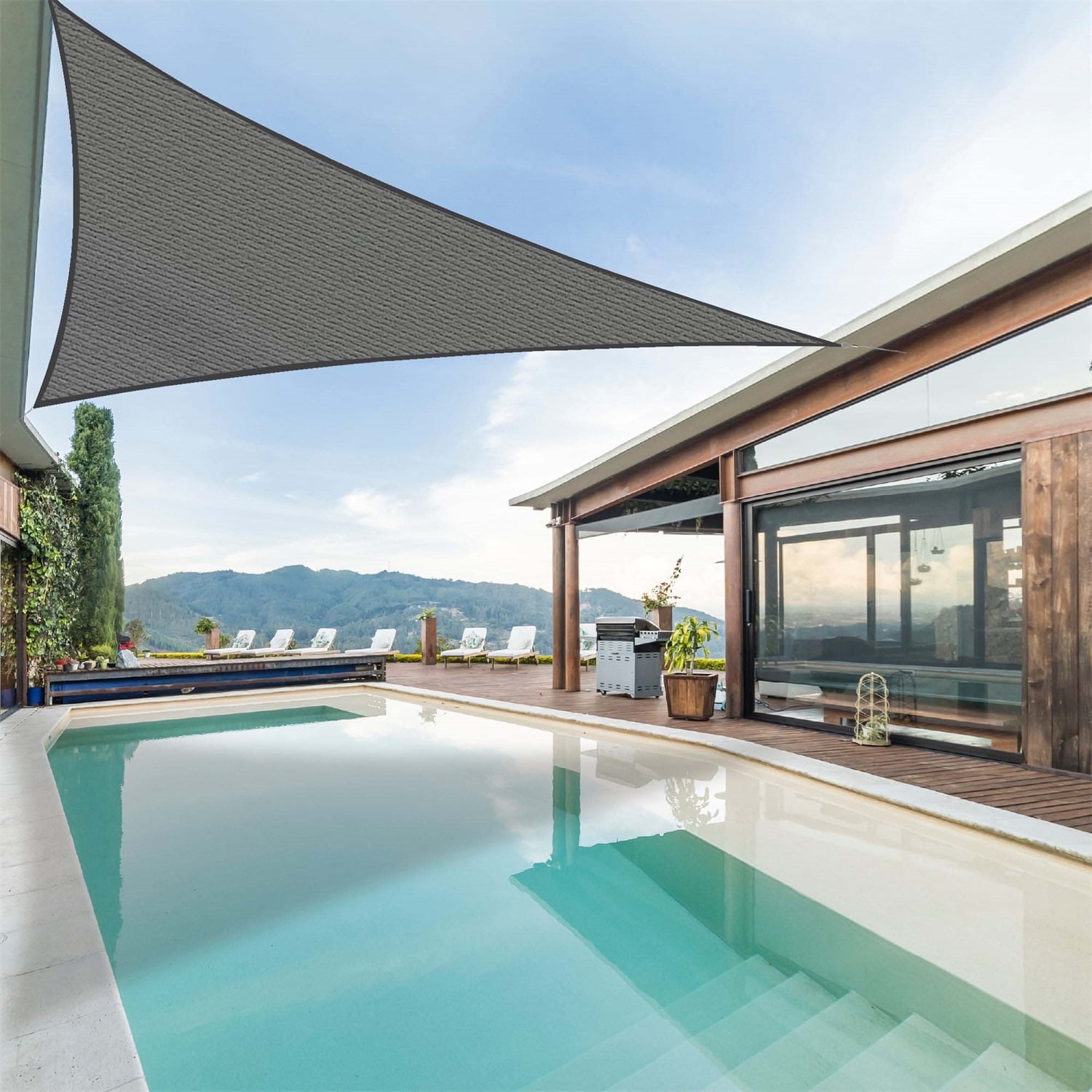 LOVE STORY Sun Shade Sail 12' x 12' x 12' Dark Gray Triangle Canopy UV ...