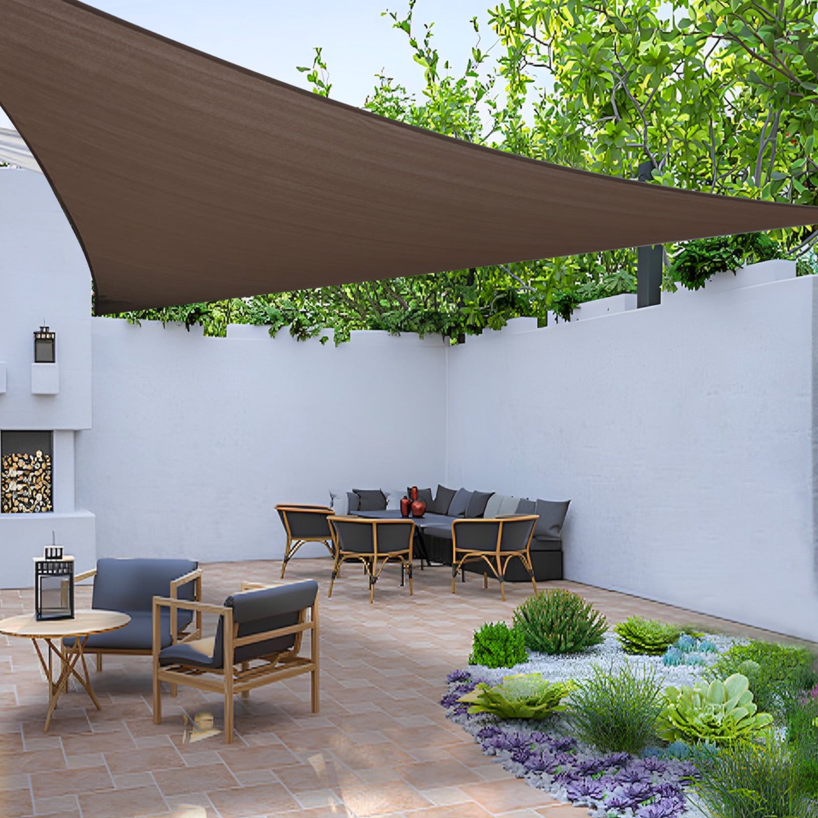 LOVE STORY Sun Shade Sail 20' x 20' x 20' Brown Triangle Canopy UV ...