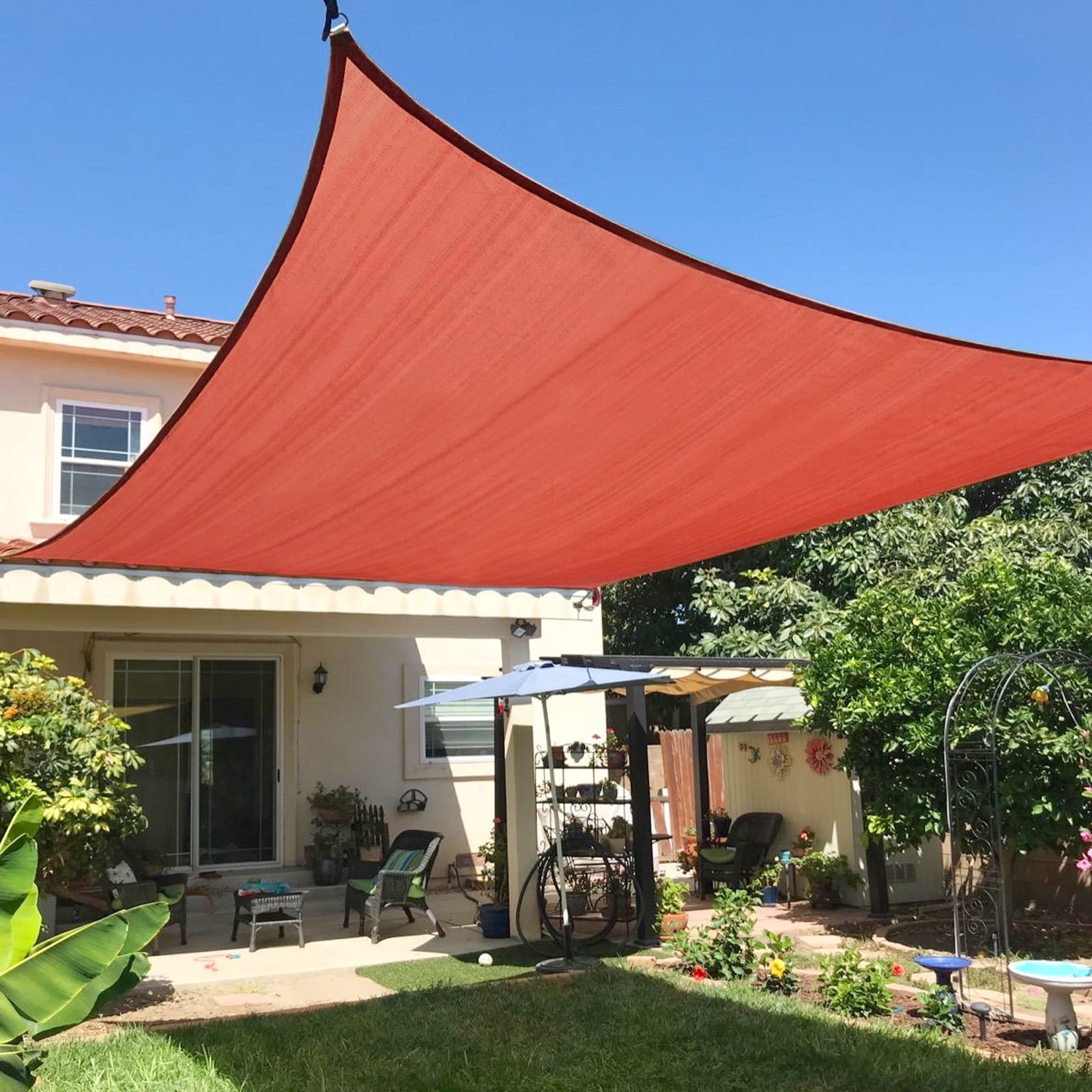 LOVE STORY Deck Sun Shade Cloth, 8' x 12' Terra Red Rectangle Canopy UV ...