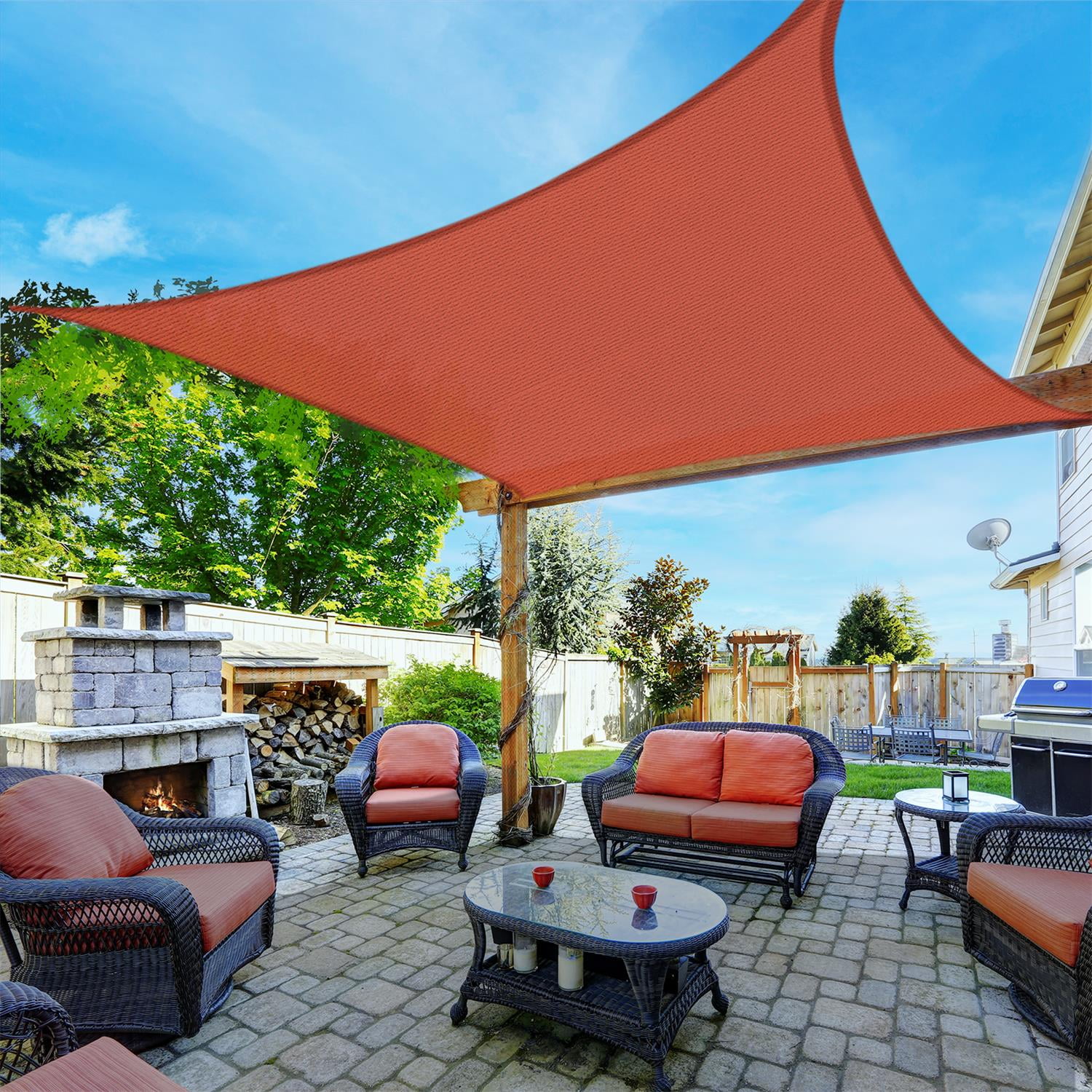 LOVE STORY Sun Shade Sail 8' x 12' Terra Red Rectangle Canopy UV Block ...