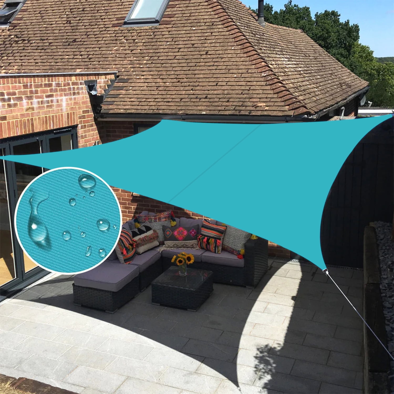 LOVE STORY Waterproof 10'x10' Turquoise Blue Sun Shade Sail Triangle UV ...