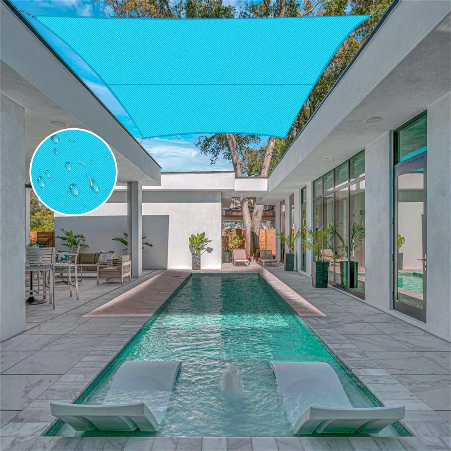 LOVE STORY Waterproof 10'x13' Turquoise Blue Sun Shade Sail Rectangle ...