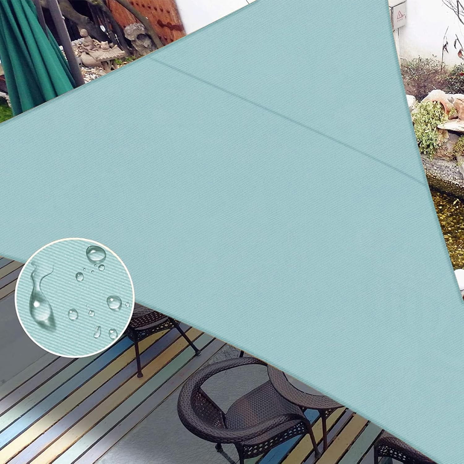 LOVE STORY Waterproof 16'x16'x16' Sky Blue Sun Shade Sail Triangle UV ...