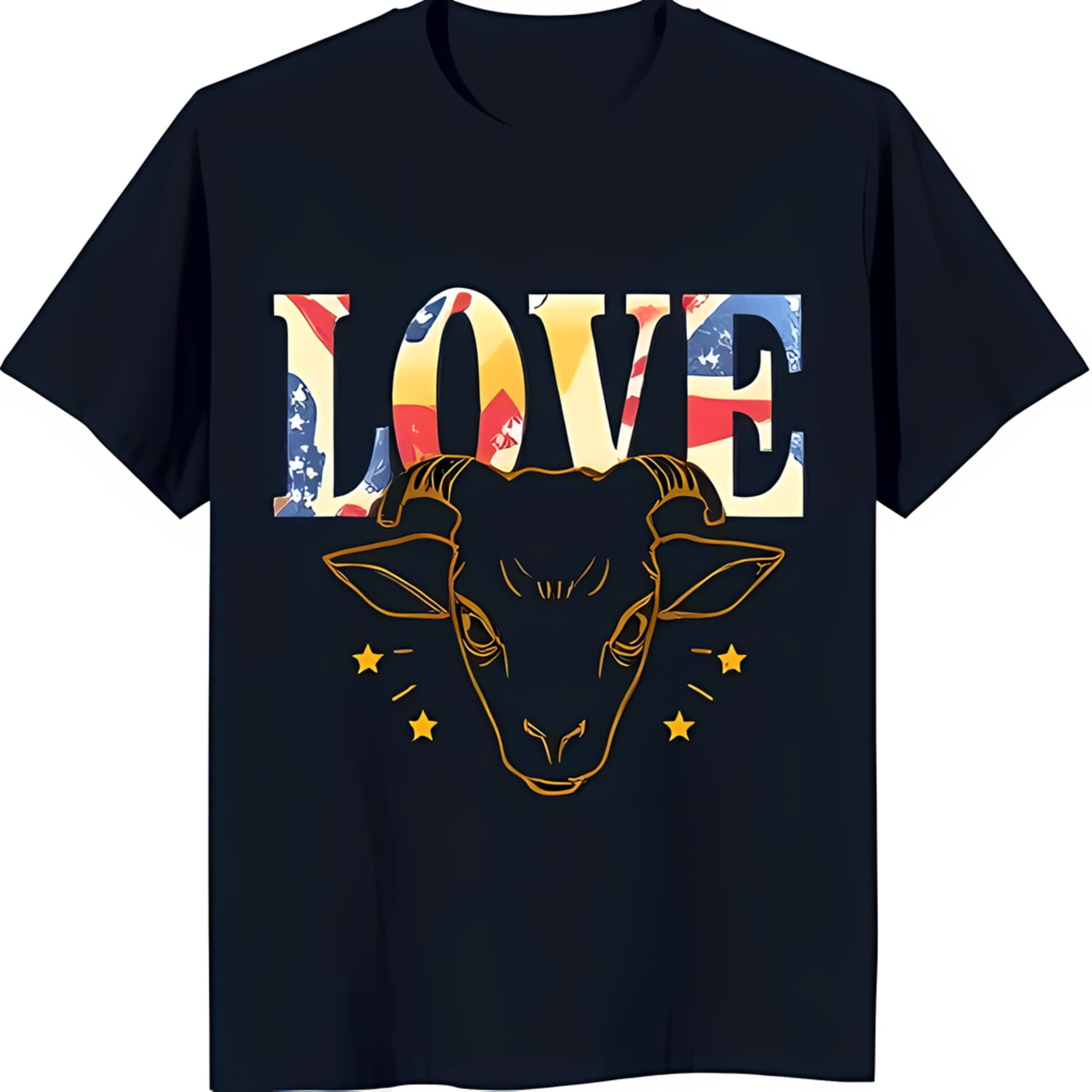 LOVE T-Shirt with Goat Head Outline Blue Tee - Walmart.com