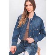 Fantaslook Denim jackets for Women Oversized Button Up Frayed Hem ...
