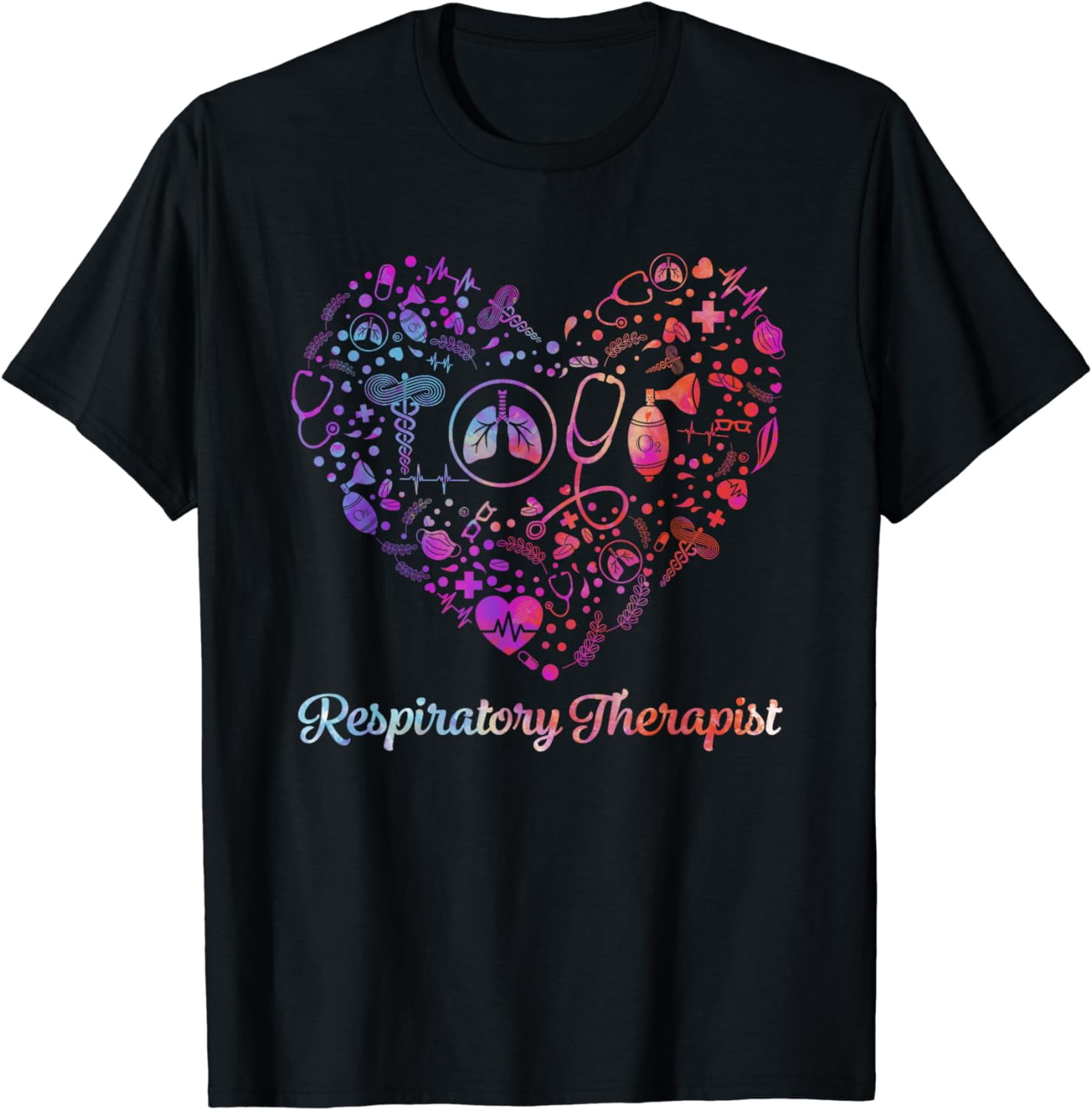 LOVE Tie Dye Heart Respiratory Therapist RT Nurse Nursing Cotton T ...