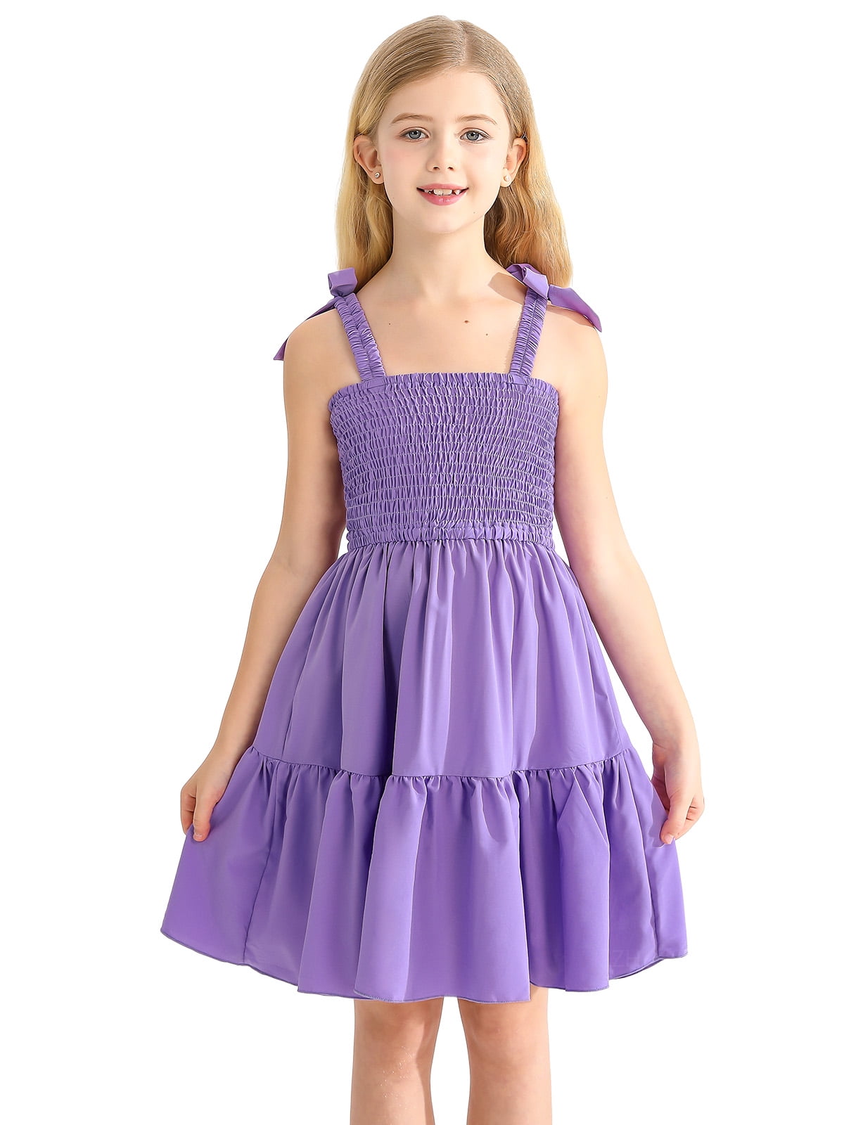 LOVEBAY Girls Dresses Summer Dress Tie Shoulder Sleeveless Beach Casual ...