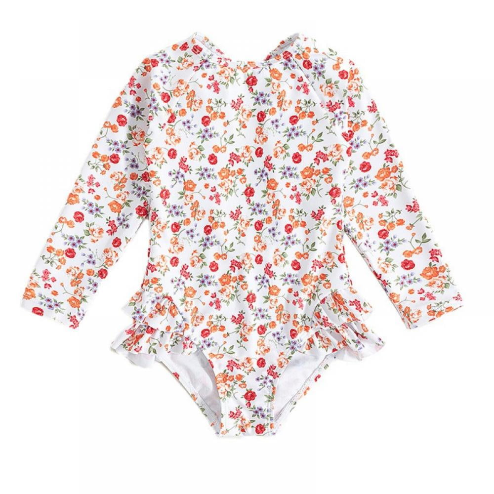 LOVEBAY Girls One Piece Swimsuits Long Sleeve Swimsuit Rash Guard ...