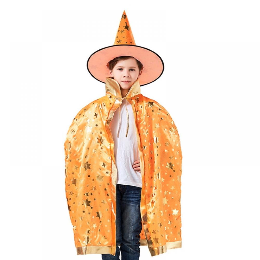 LOVEBAY Wizard Cape with Hat Witch Cloak Halloween Kids Costumes Halloween Cosplay Cloak Hat Set ...