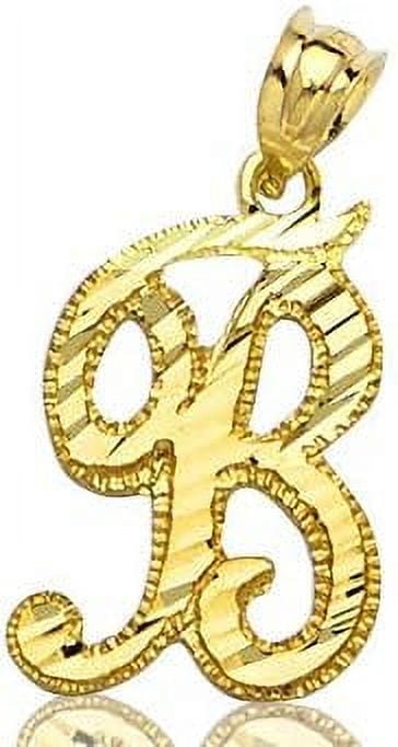 LOVEBLING 10K Yellow Gold Diamond Cut Cursive Initial Pendant Charms ...