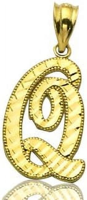 LoveBling 10K Yellow Gold Diamond Cut Cursive Initial Pendant Charms A ...