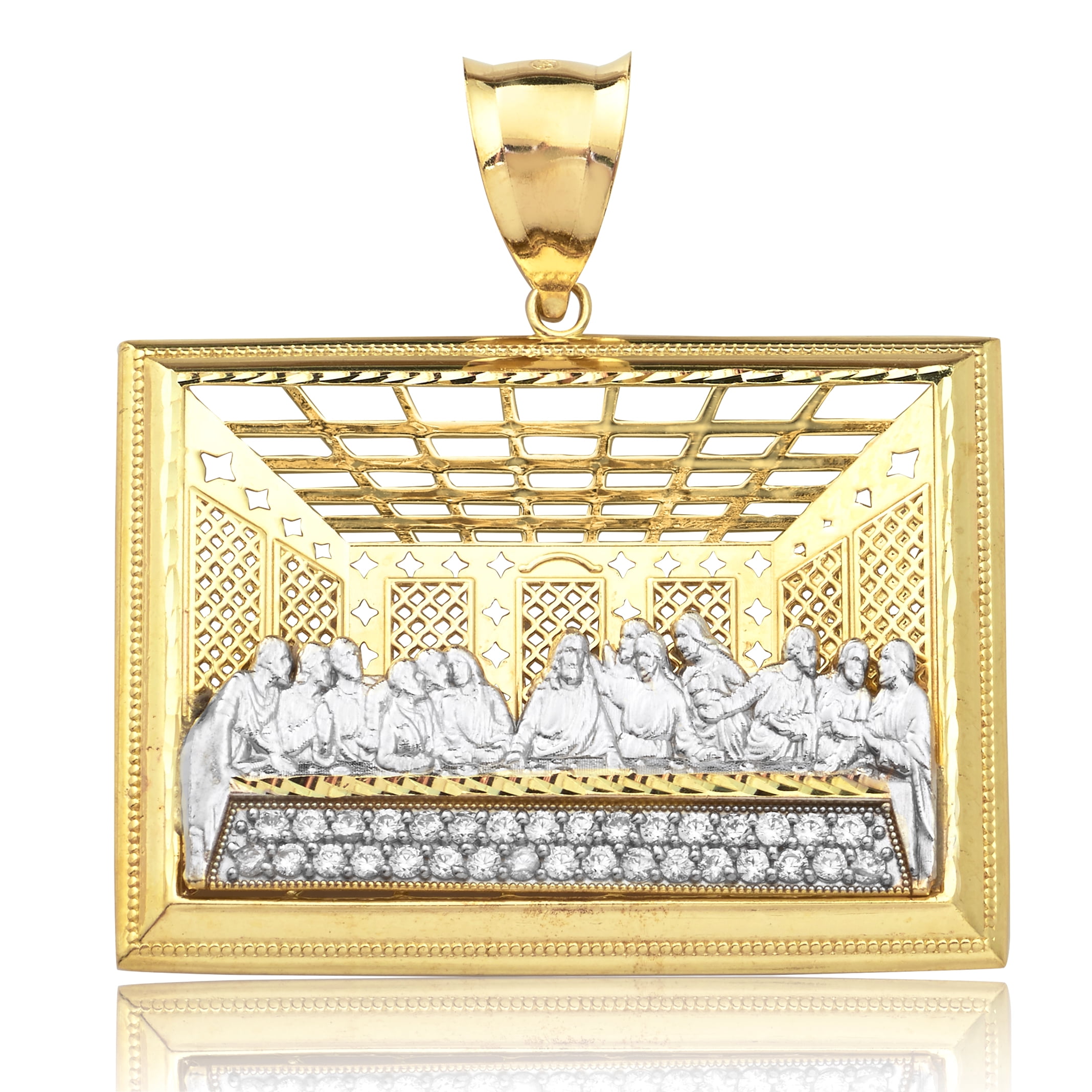 LOVEBLING 10K Yellow Gold Two Tone The Last Supper Charm Pendant (1.76 ...