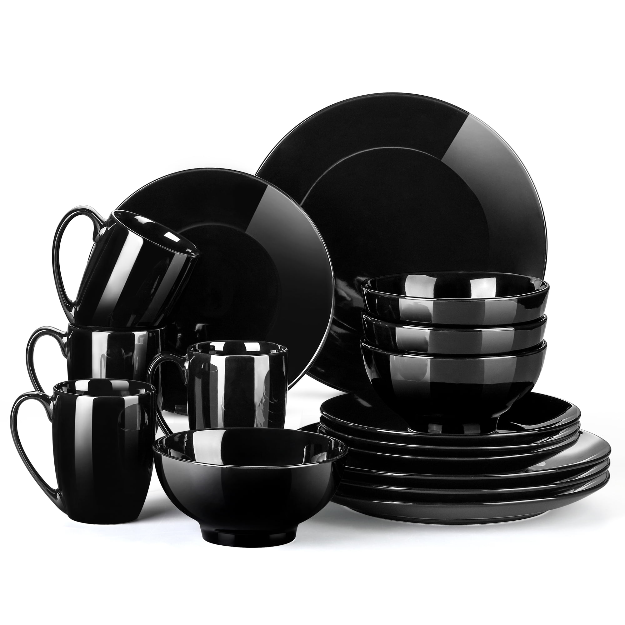 LOVECASA Dinnerware Sets, Porcelain Dinner Set for 4, 16-Piece Round ...