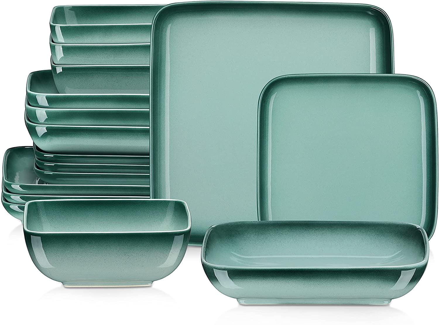 LOVECASA Dinnerware Sets, Stoneware Dinner Set for 12, 48-Piece Round ...