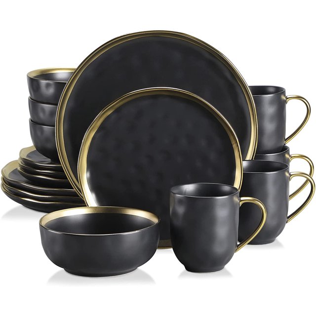 LOVECASA Modern Elegant Stoneware Dinner Set, 16-Piece Dinnerware Sets ...