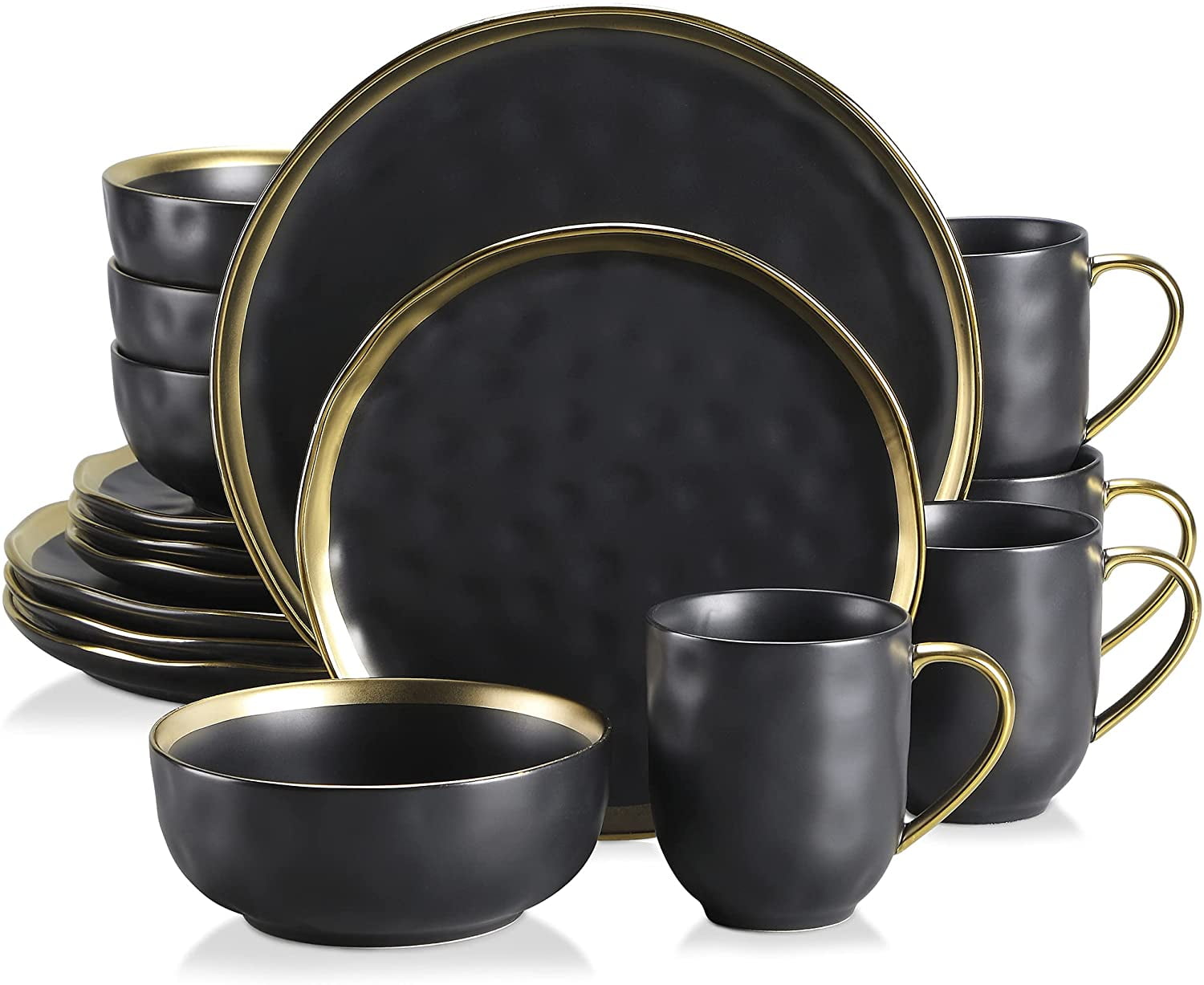 LOVECASA Dinnerware Sets, Stoneware Dinner Set for 4, 16-Piece ...