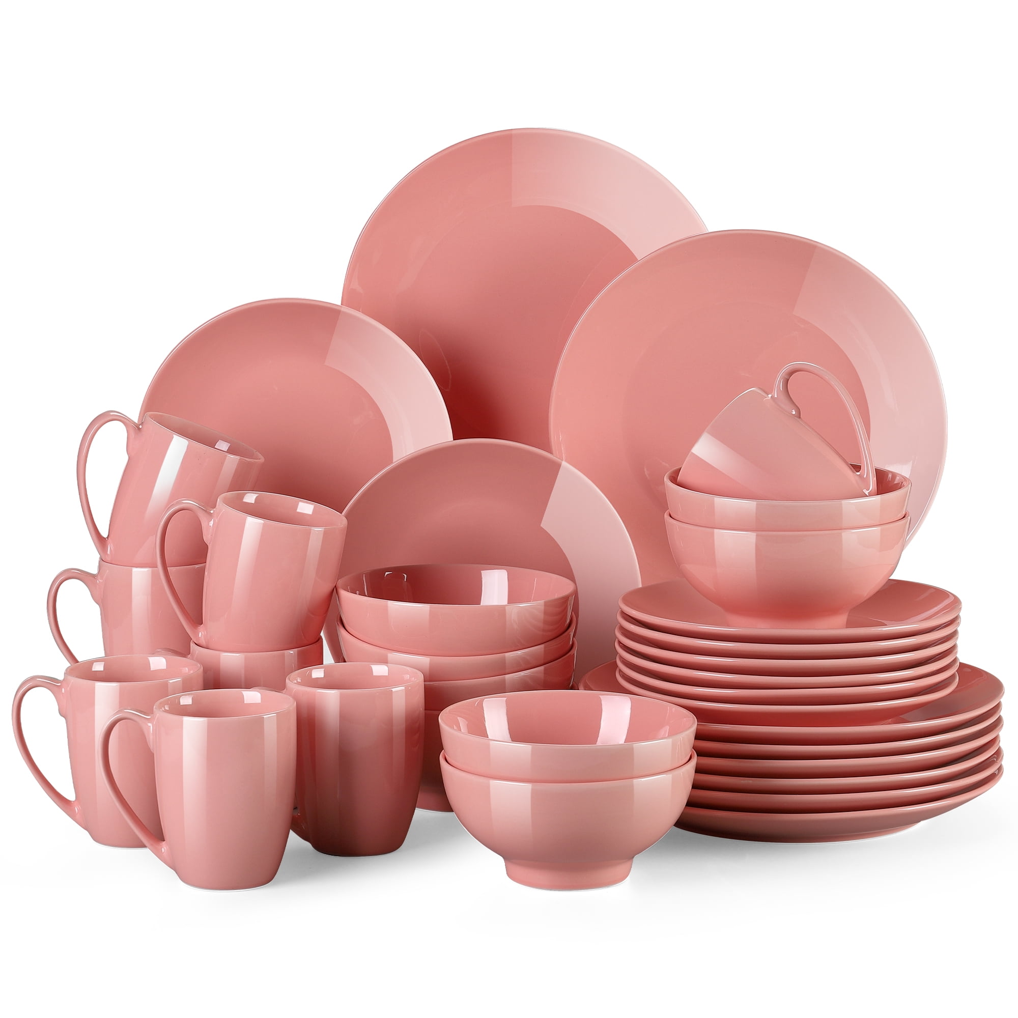 LOVECASA, Series Sweet, 32-Piece Porcelain Dinnerware Set, Pink Dinner ...
