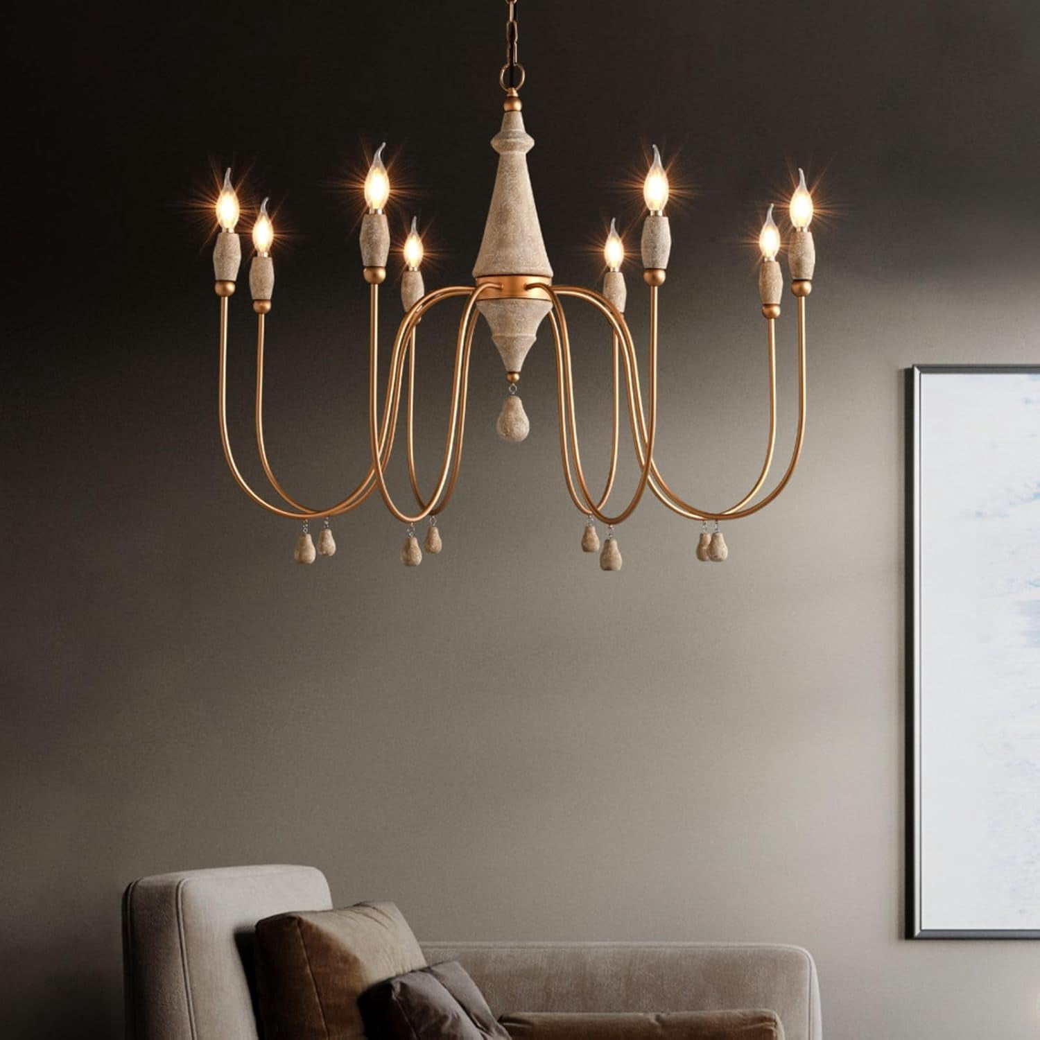 LOVEDIMA 38.2" French Country Chandelier, Modern Farmhouse 8-Light ...