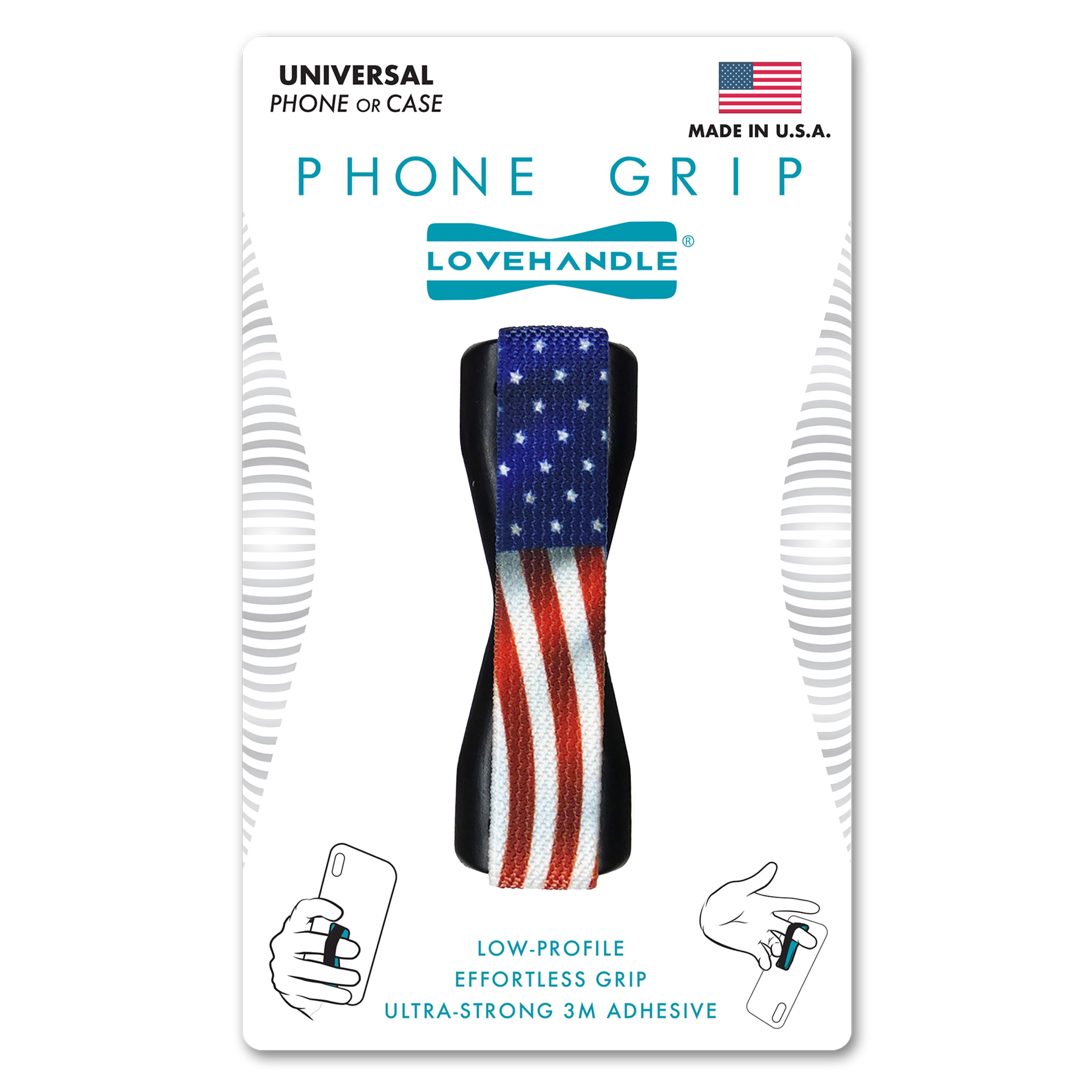 LOVEHANDLE Grip for Most Smartphones and Mini Tablets, Wavy American ...