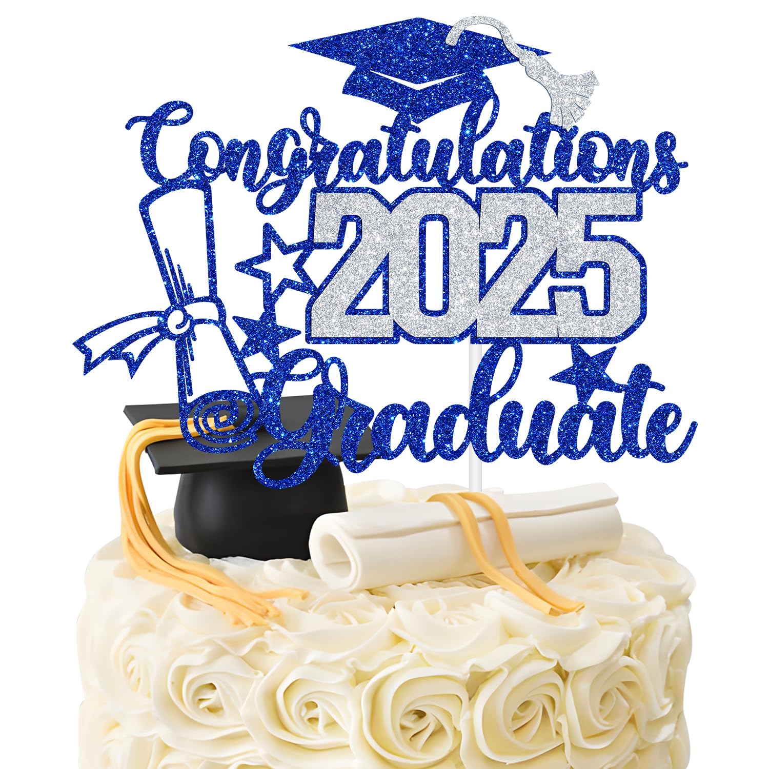 LOVELY BITON Congratulations 2025 Graduate Cake TVS1 Topper, Congrats ...