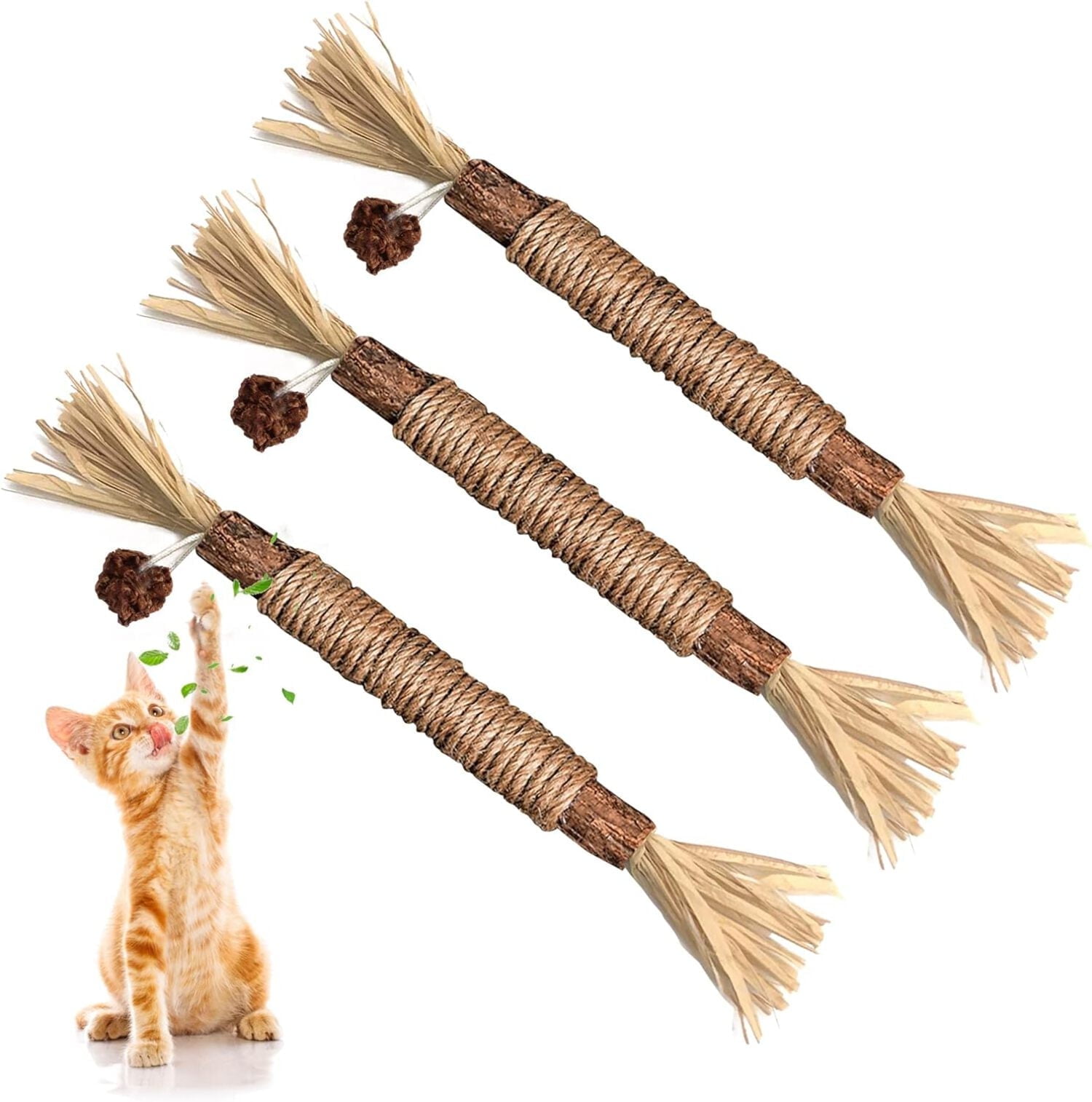 LOVELY CAVES Premium Cat Silvervine Sticks Chew Toys (3 Count ...