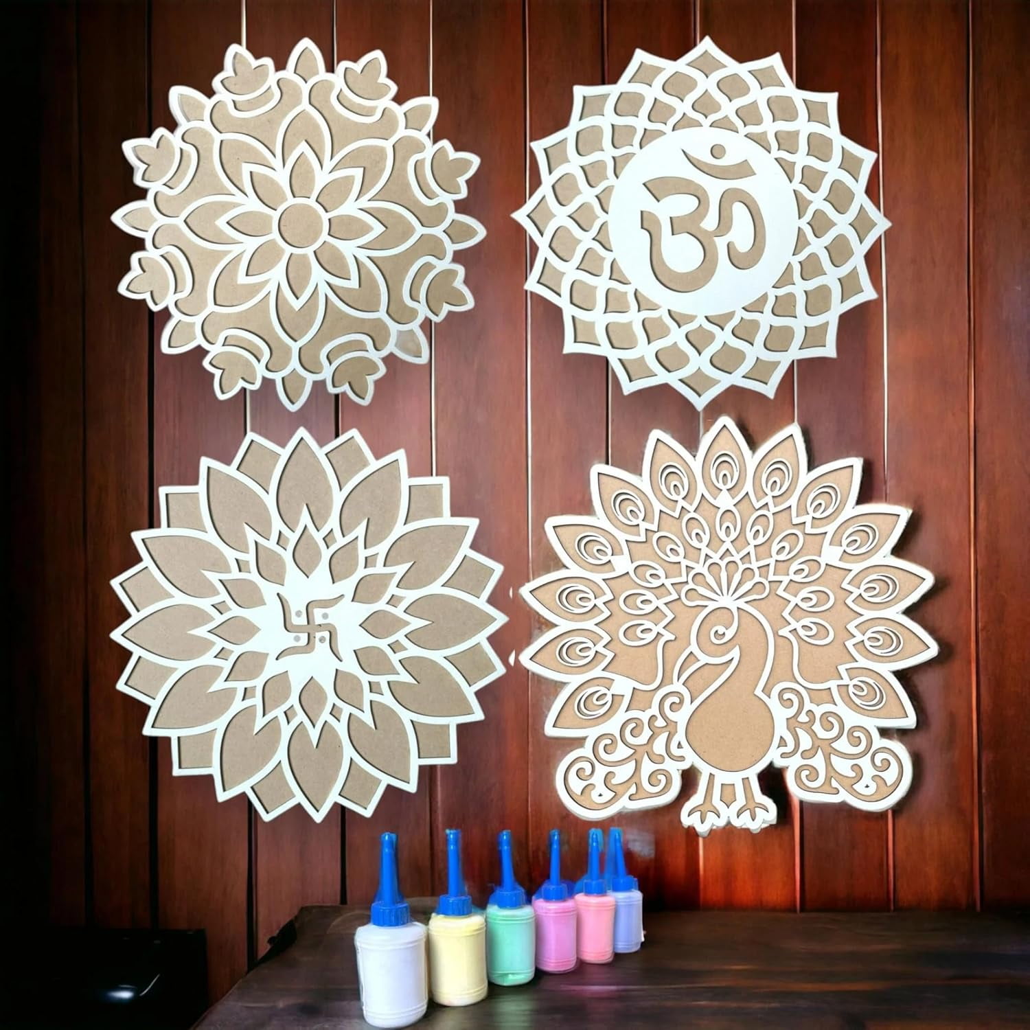 LOVENSPIRE 12 Inch DIY MDF Reusable Rangoli Mat, Rangoli Kit, Rangoli ...