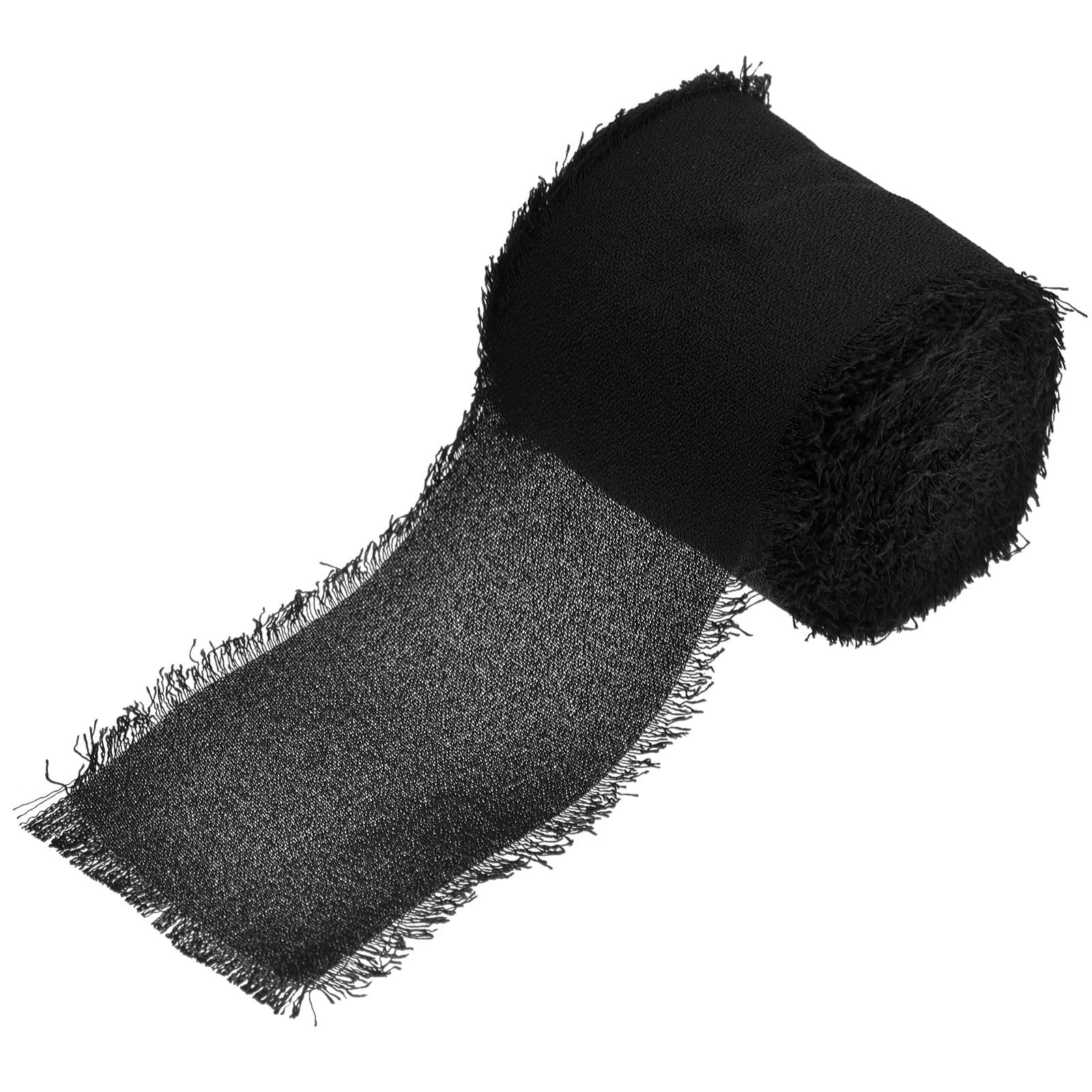 LOVERLYZ 2 Rolls Fringe Chiffon Ribbon Frayed Edges Silk-Like Ribbon ...