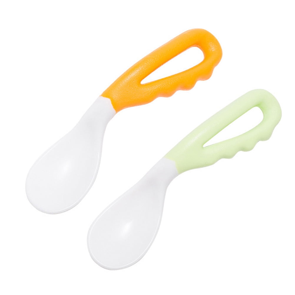 LOVERLYZ 2pcs Baby Training Spoons Creative Curve Feeding Spoons for ...