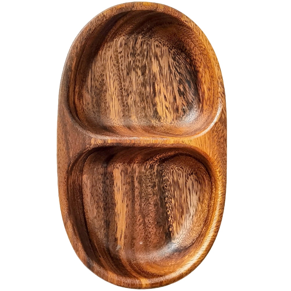 LOVERLYZ Wood Dessert Plate Wooden Serving Tray Divided Wood Plate ...