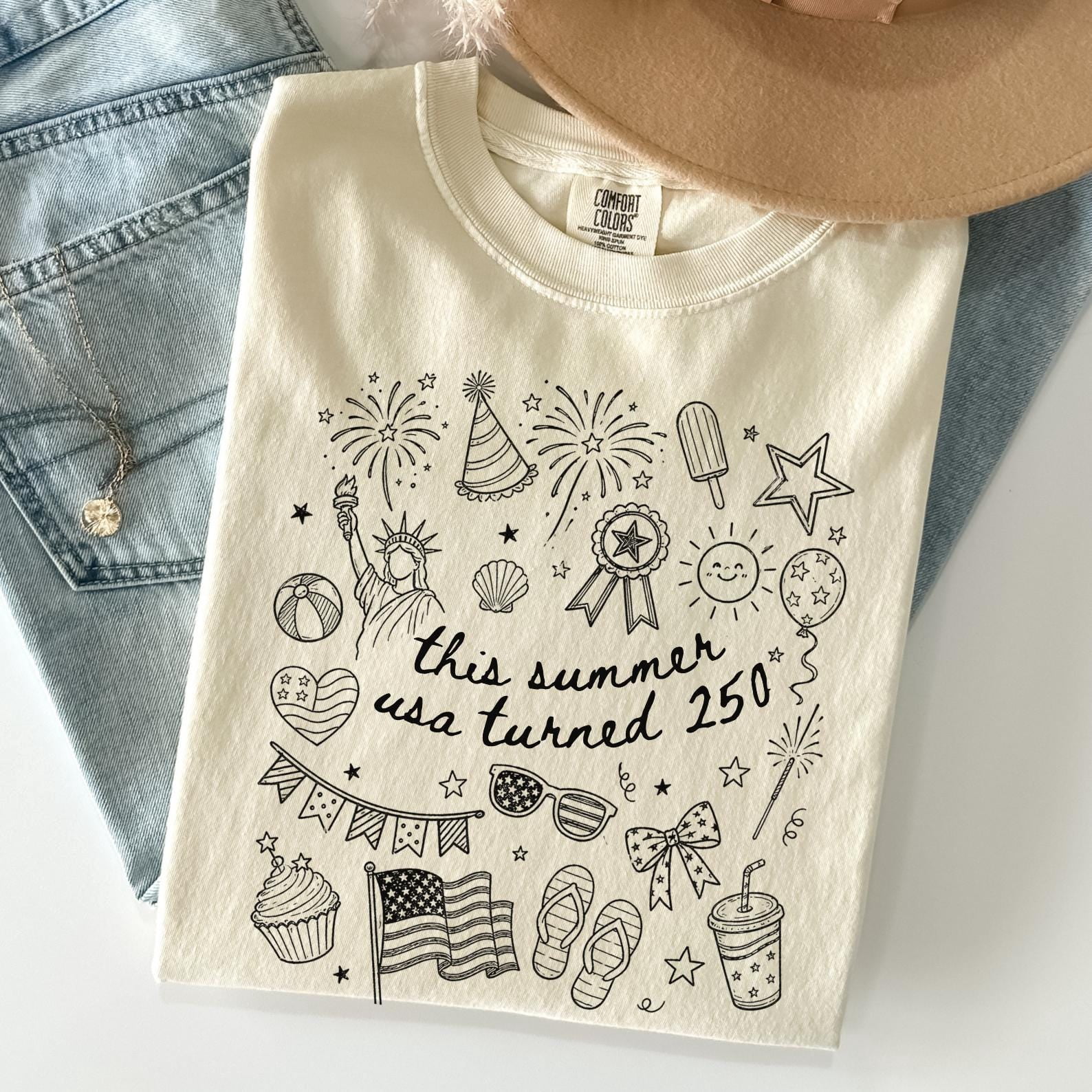 LOVETEE America 250 Summer Shirt, Comfort Colors® USA 250th Anniversary ...