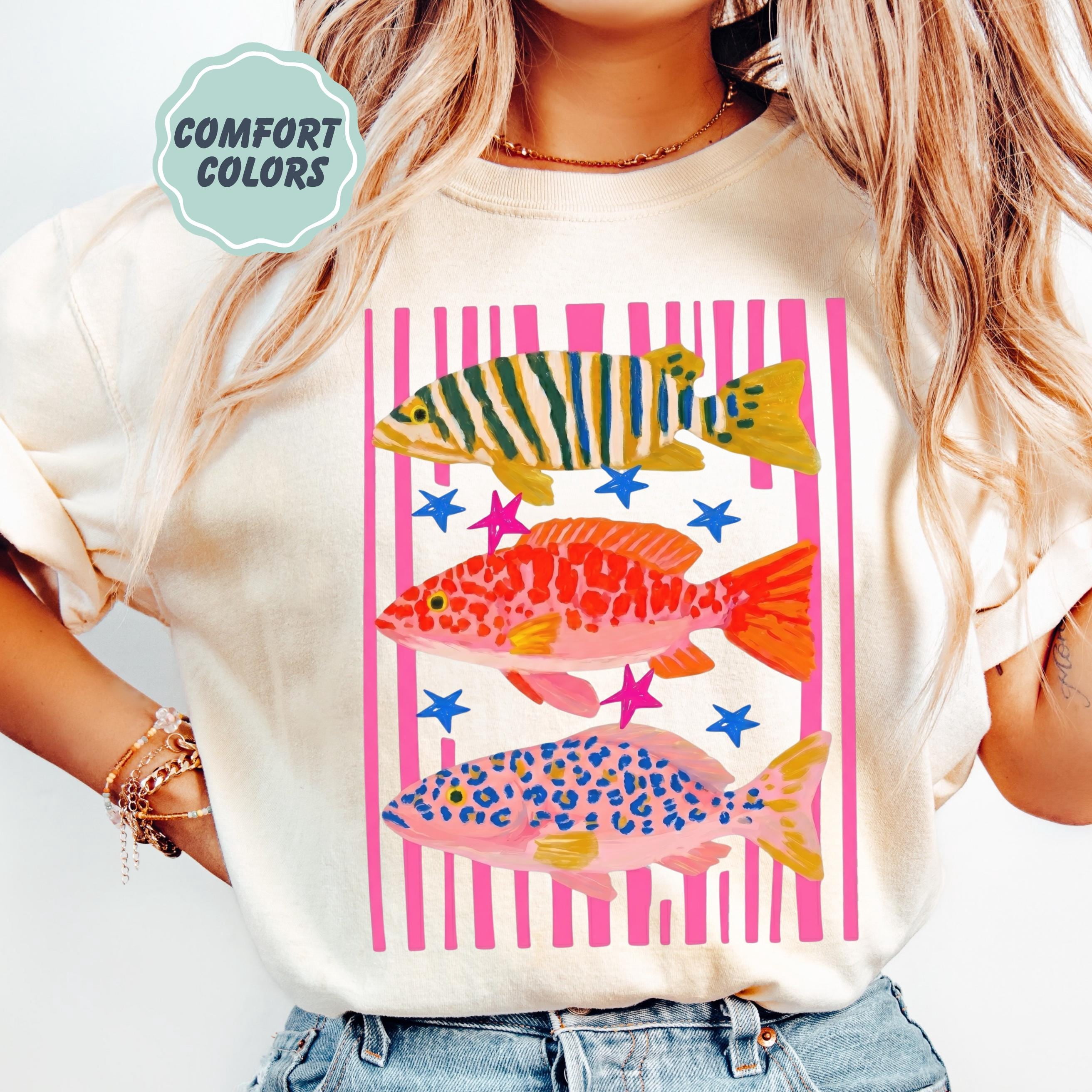 LOVETEE Comfort Colors Fish Shirt - Summer Boho Tee - Coastal Beach T ...