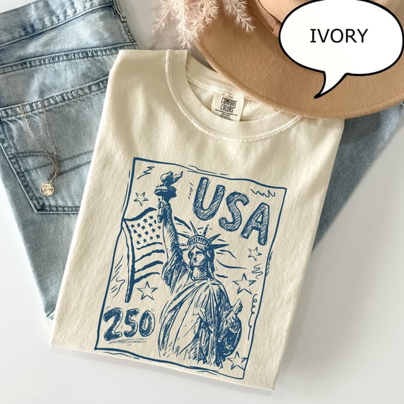 LOVETEE Comfort Colors® Statue of Liberty T-Shirt, America Birthday Tee ...