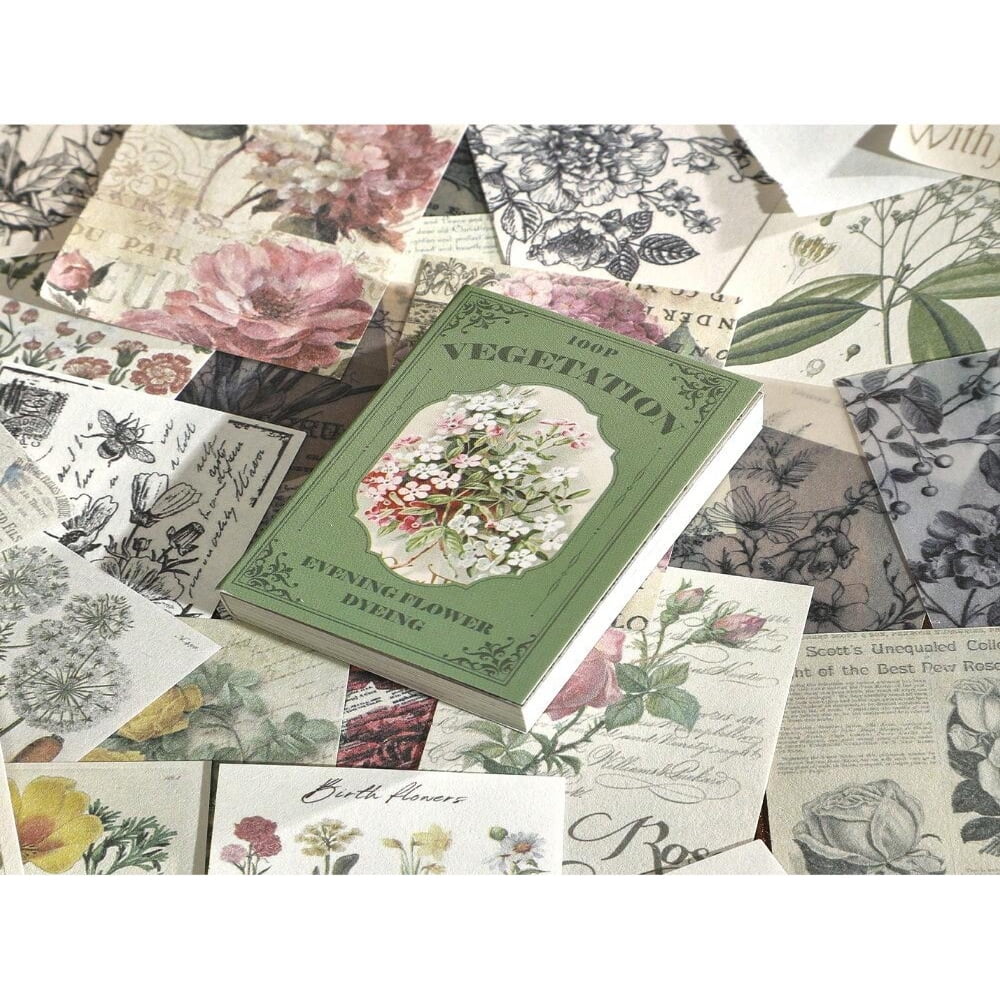 LOVEVER 100 Sheets Vintage Scrapbook Paper Non-Sticky Mini DIY Base ...