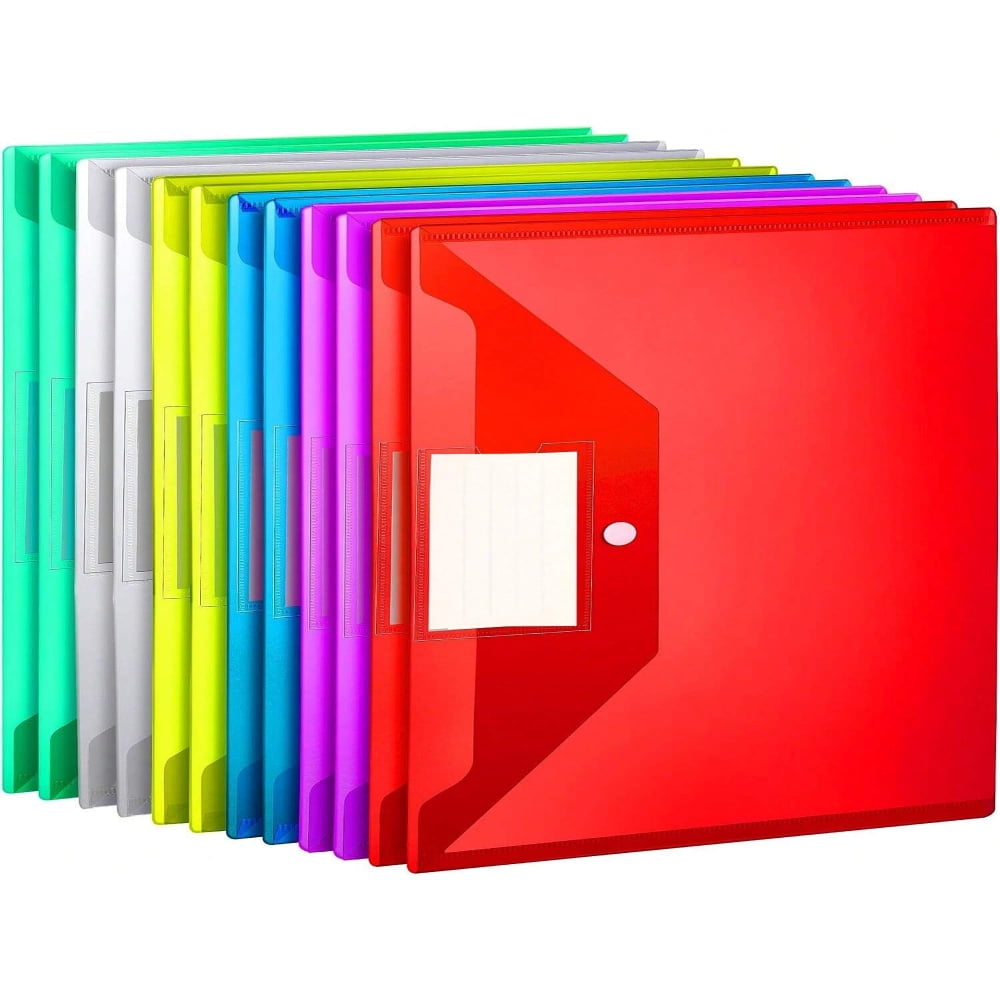 LOVEVER 12 Pcs Plastic Envelopes A4 Size Plastic Folders With Pocket ...