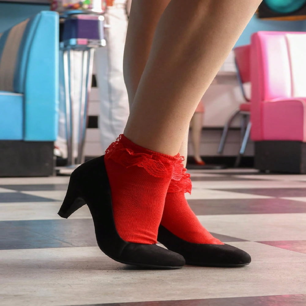 LOVEVER 1950s Frill Socks Rockabilly 50‘s Grease Bobby Socks Fancy ...