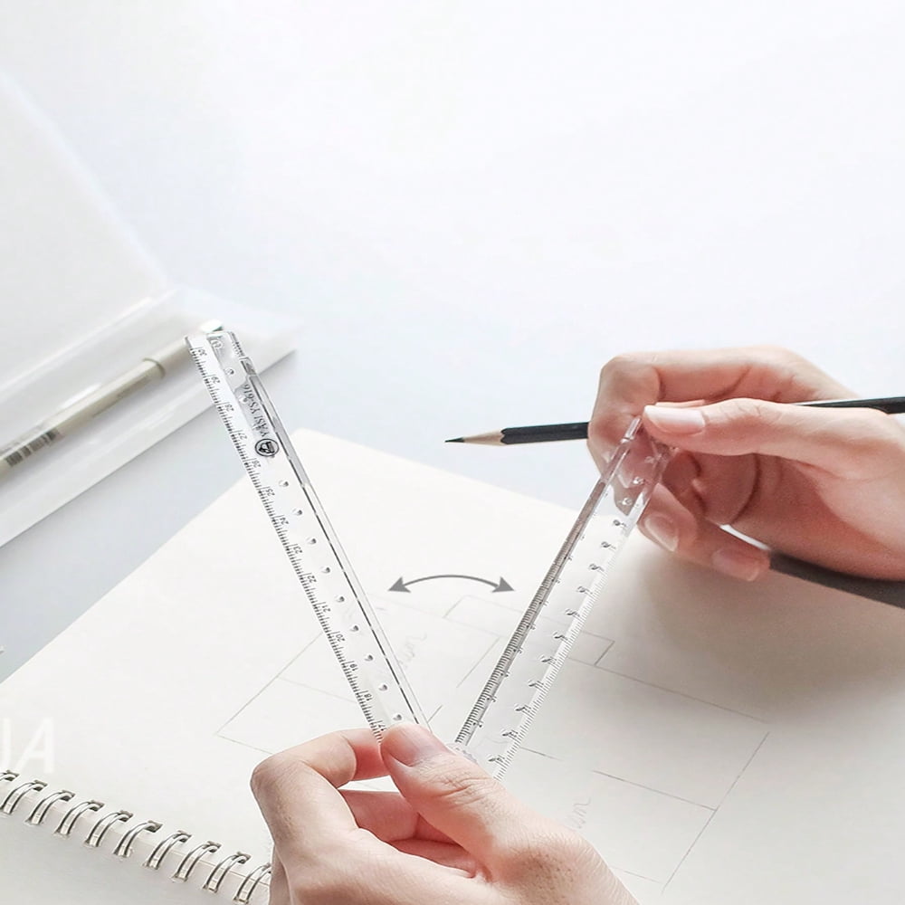 LOVEVER 1pc Transparent Acrylic Folding Ruler & Protractor & Scale ...