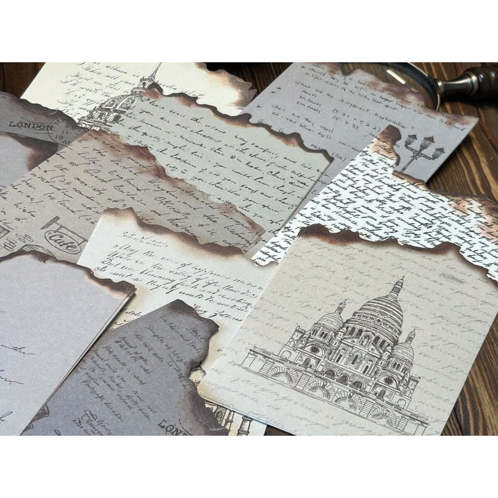 LOVEVER 30 Sheets Vintage Burned Edges Irregular Shape English Letter ...